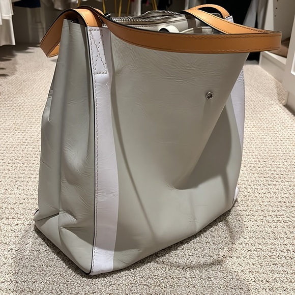 rag & bone | Bags | Rag Bone Gray Leather With Beautiful White Trim And ...